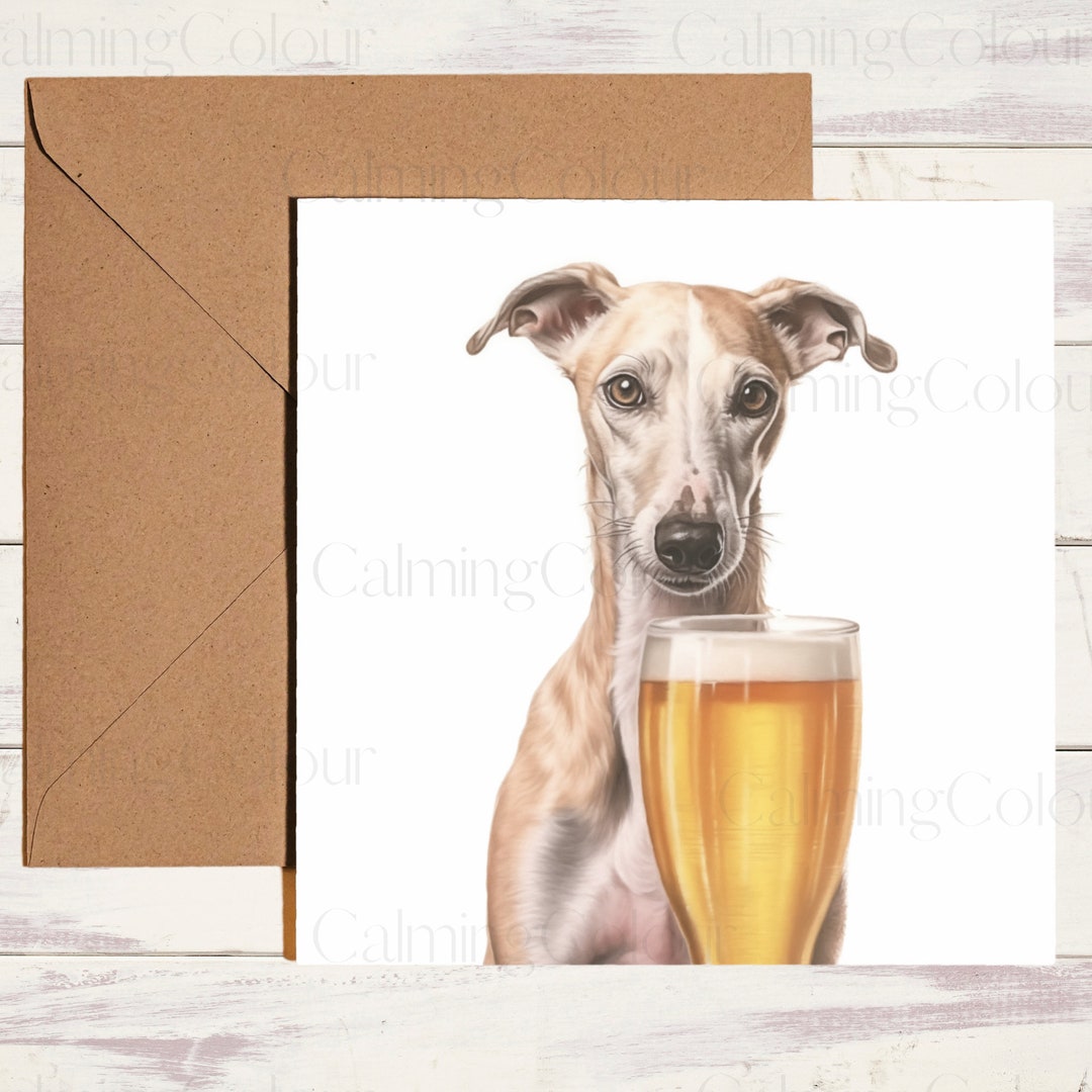 Whippet Greeting Card Birthday Card for Dog Lover Single Card, Blank on ...