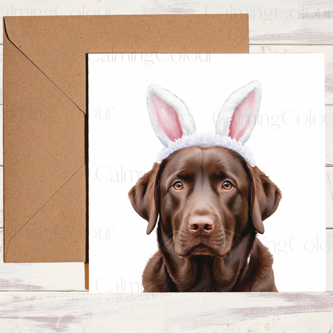 Chocolate Labrador Easter Card | Greeting Card for Dog Lover | Single ...
