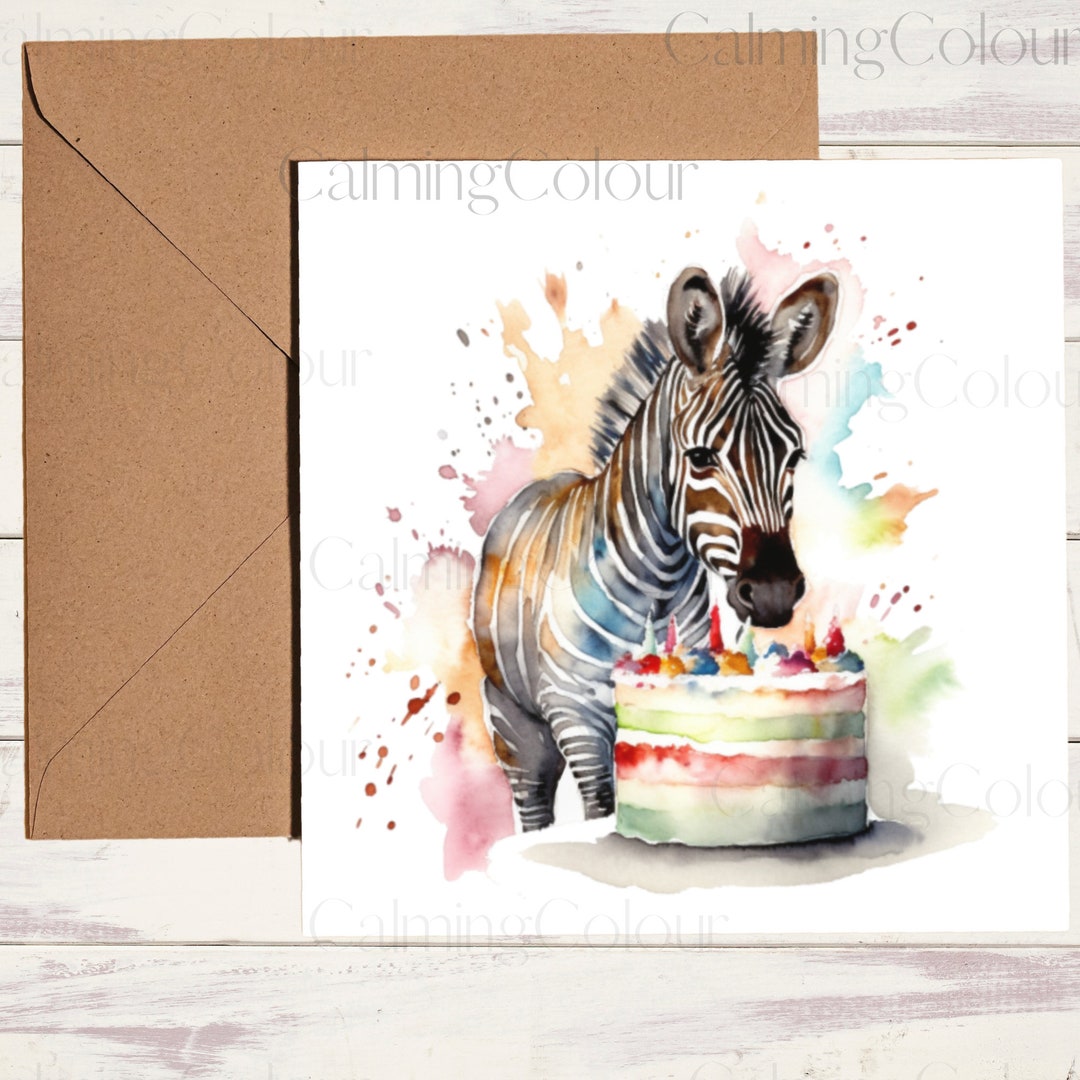 Zebra Greeting Card Birthday Card for Animal Lover Card - Etsy