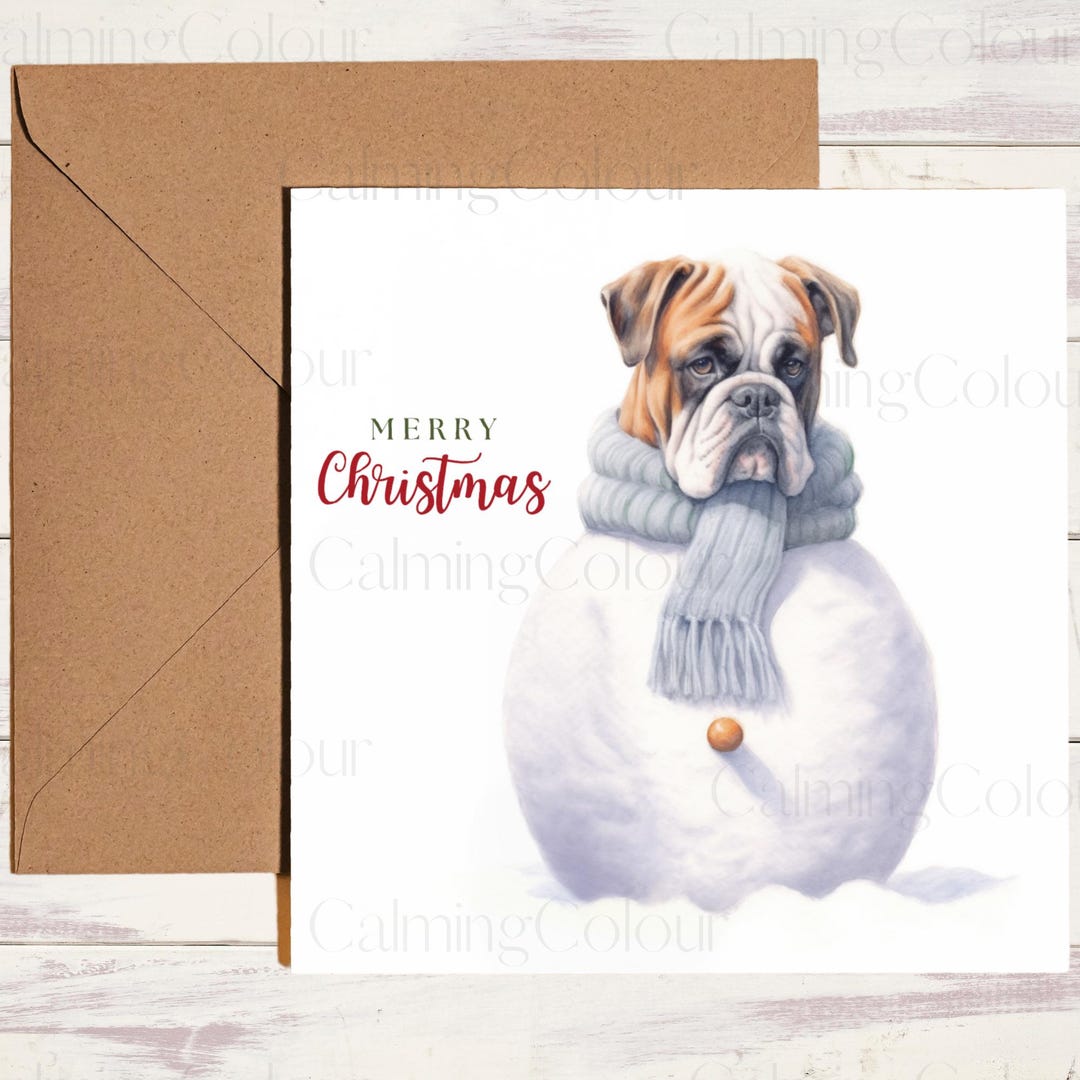 Boxer Dog Christmas Card Greeting Card for Dog Lover Single Card Blank ...