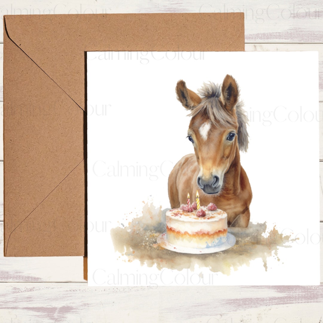 Chestnut Foal Birthday Card - Etsy