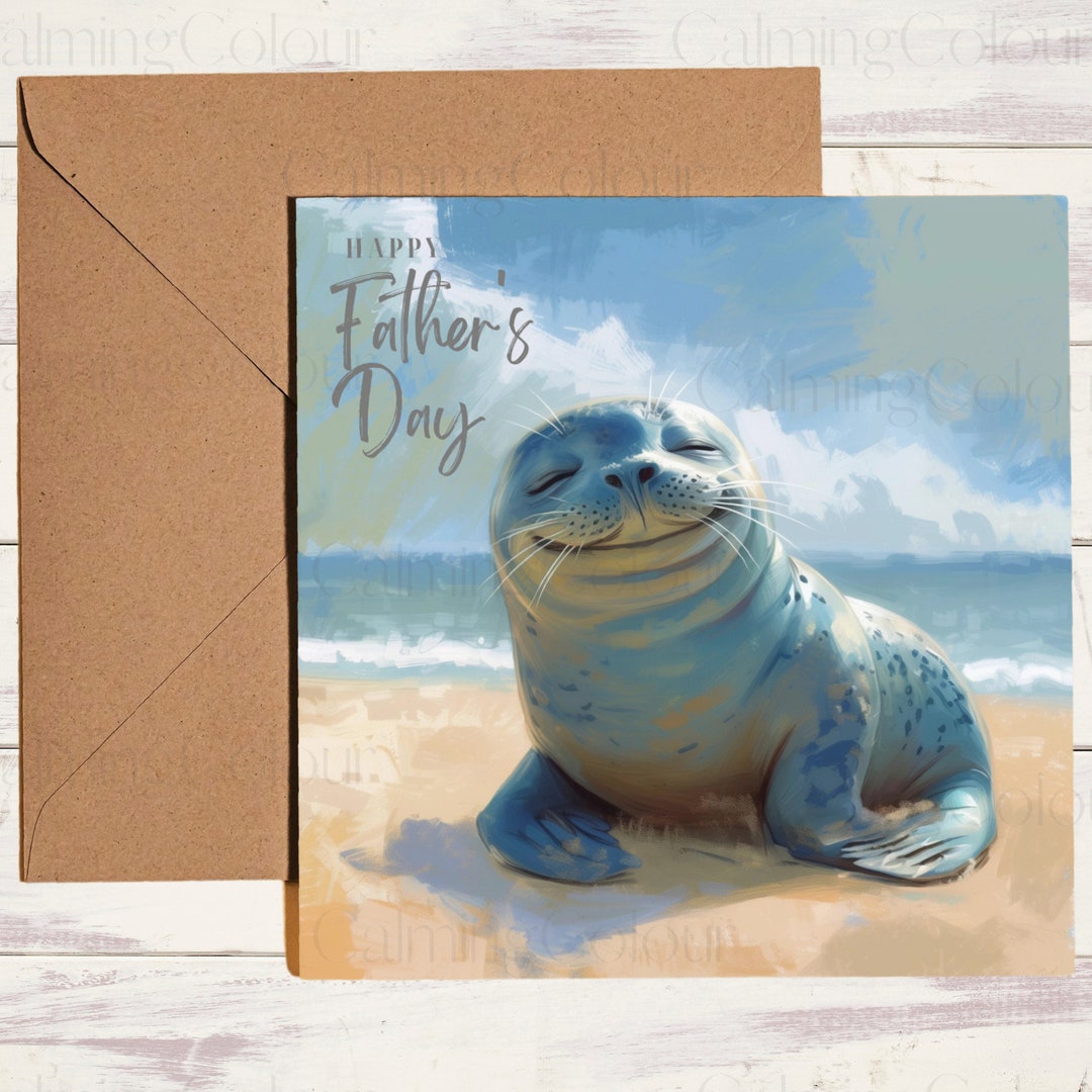 Seal Father's Day Card Card for Seal Lover Card for Dad Single Card ...