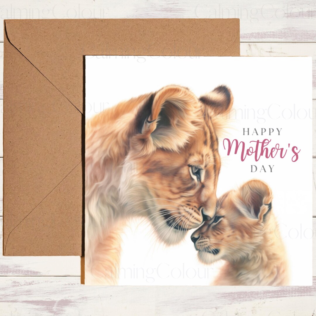 Lion Cub Mother's Day Card - Etsy