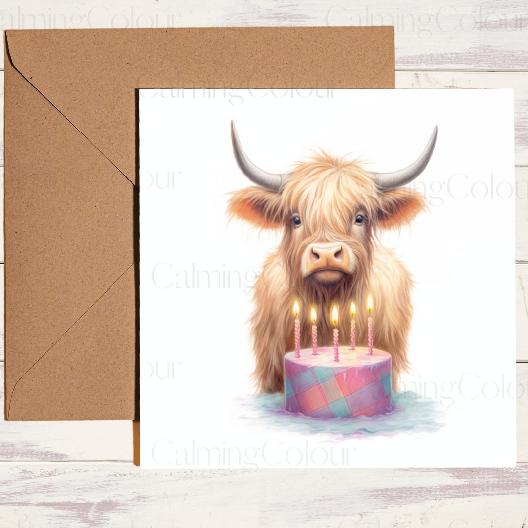 Highland Cow Birthday Card | Greeting Card for Highland Cow Lover ...