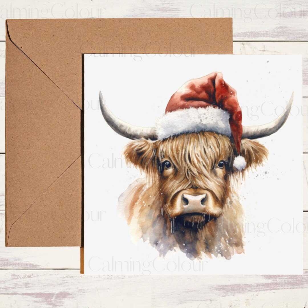 Highland Cow Christmas Card Card for Animal Lover Single - Etsy UK