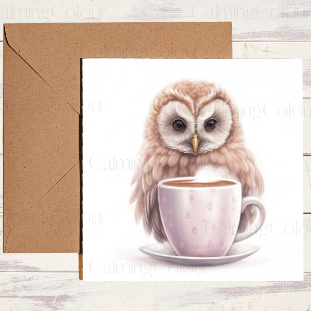 Owl Greeting Card Birthday Card for Owl Lover Single Card, Blank on the ...