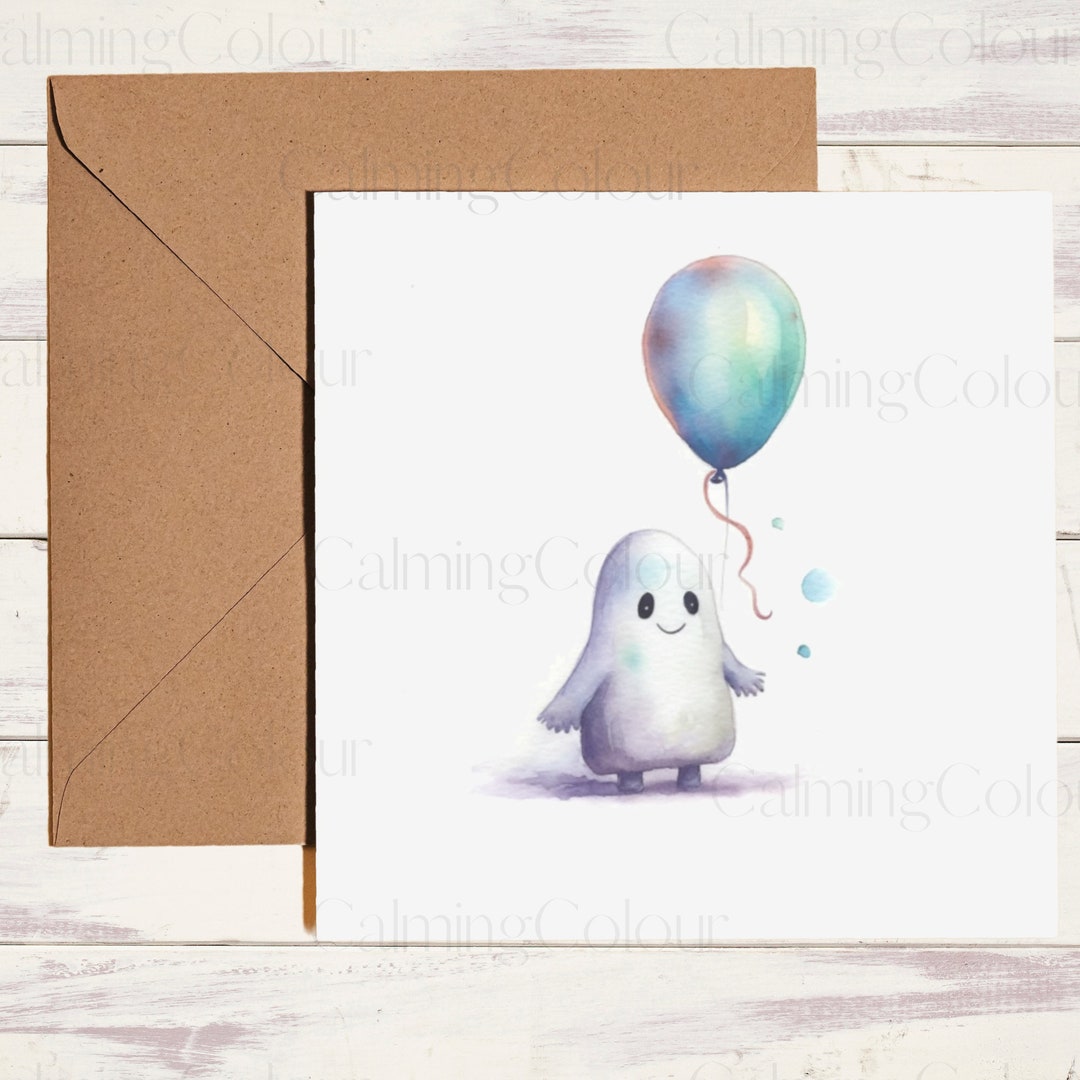 Ghost Greeting Card Halloween Autumn Single Card Blank - Etsy