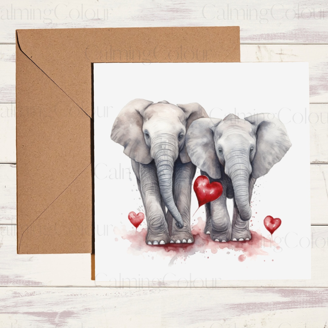 Elephant Greeting Card Animal Anniversary Card Card for - Etsy
