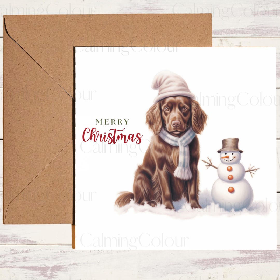 Chocolate Sprocker Spaniel Christmas Card Greeting Card for Dog Lover ...