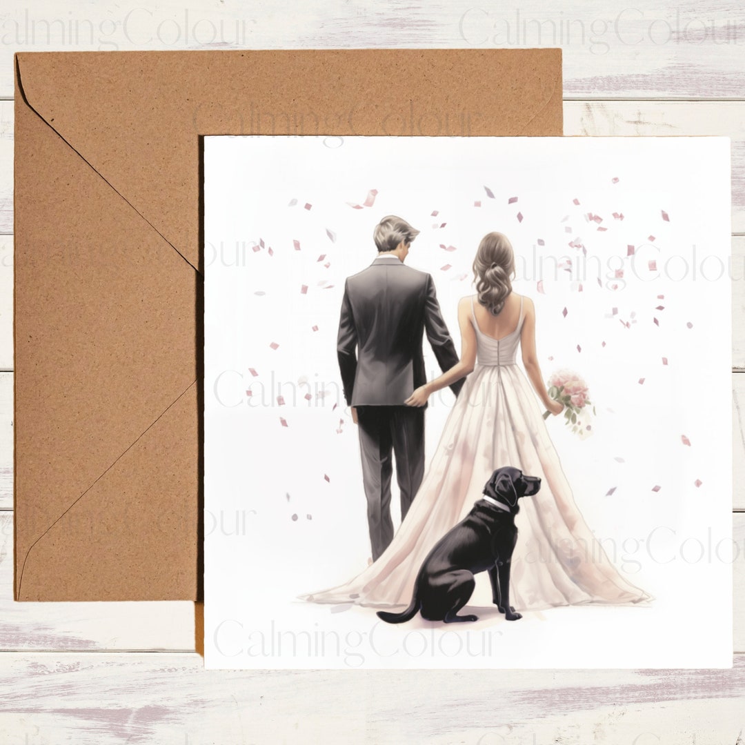 Black Labrador Wedding Card | Greeting Card for Dog Lover | Single Card ...