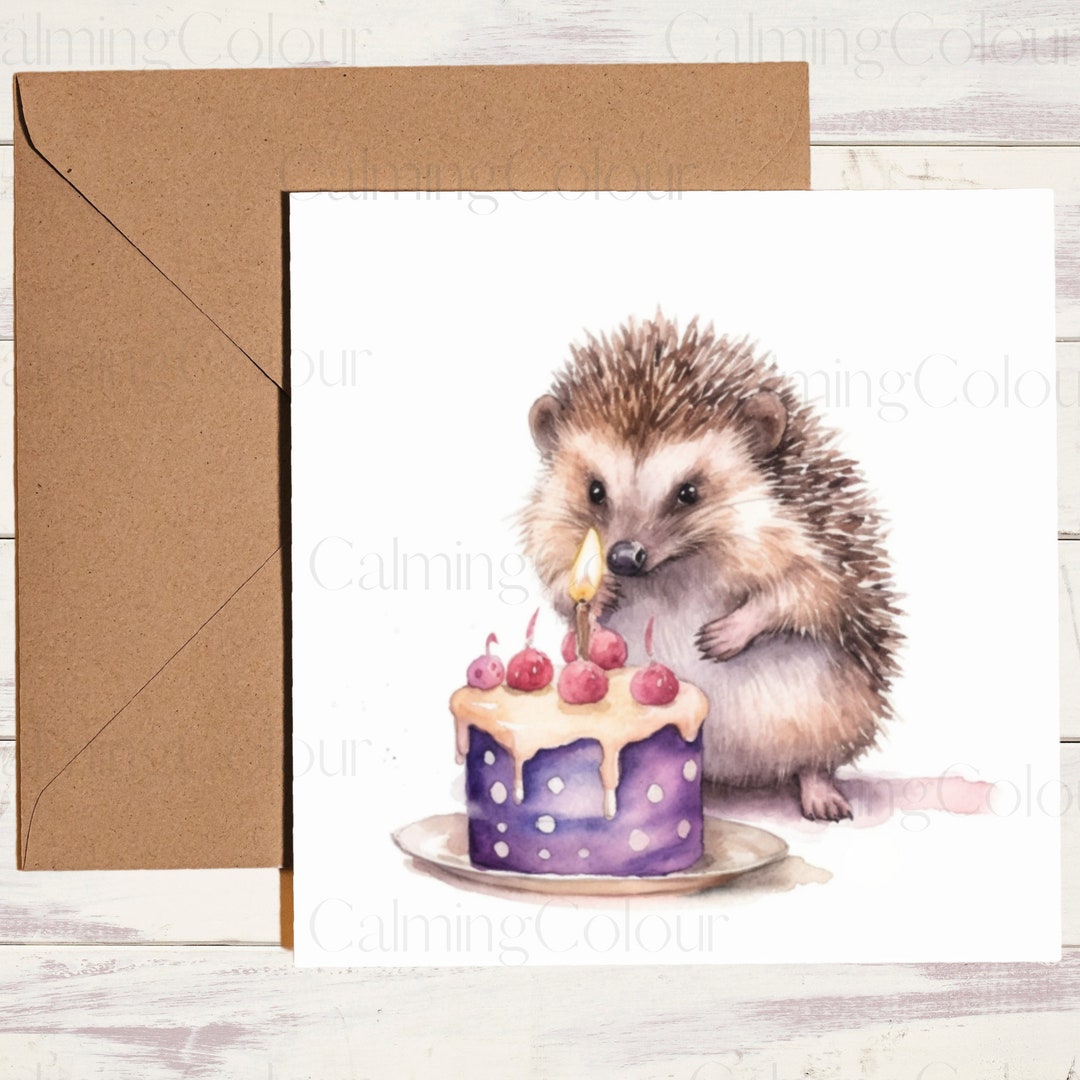 Hedgehog Greeting Card Birthday Card for Animal Lover - Etsy
