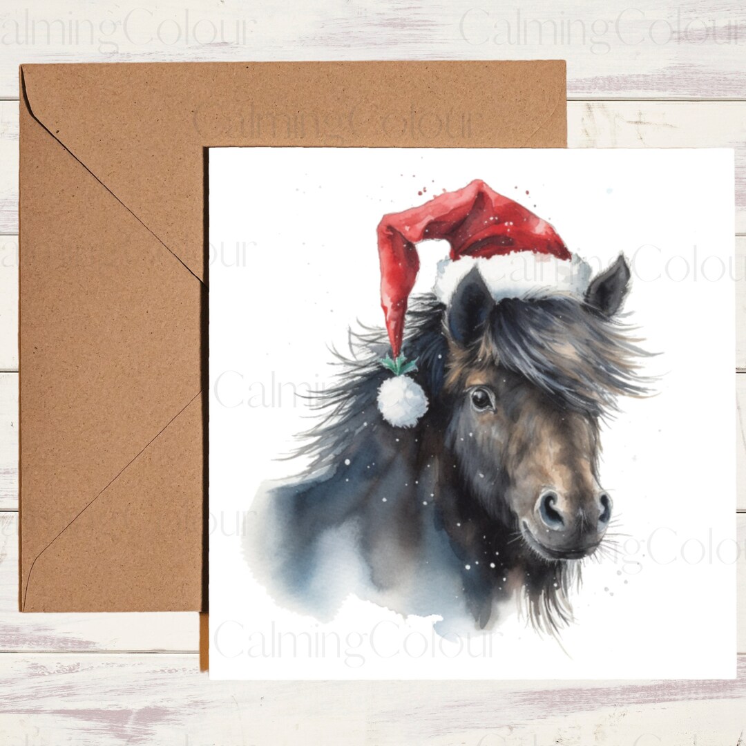 Black Shetland Pony Christmas Card Card for Animal Lover - Etsy