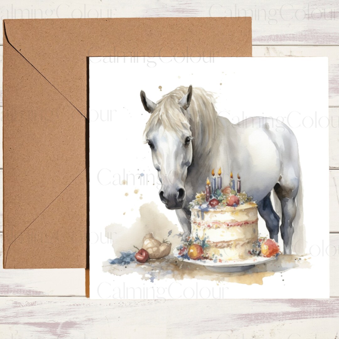 Horse Birthday Card | Greeting Card for Horse Lover | Single Card Blank ...