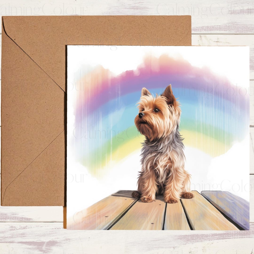 Yorkshire Terrier Greeting Card | Remembrance | Rainbow Bridge | Single ...