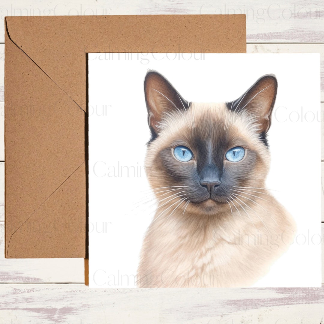 Siamese Cat Greeting Card Greeting Card for Cat Lover Single Card ...