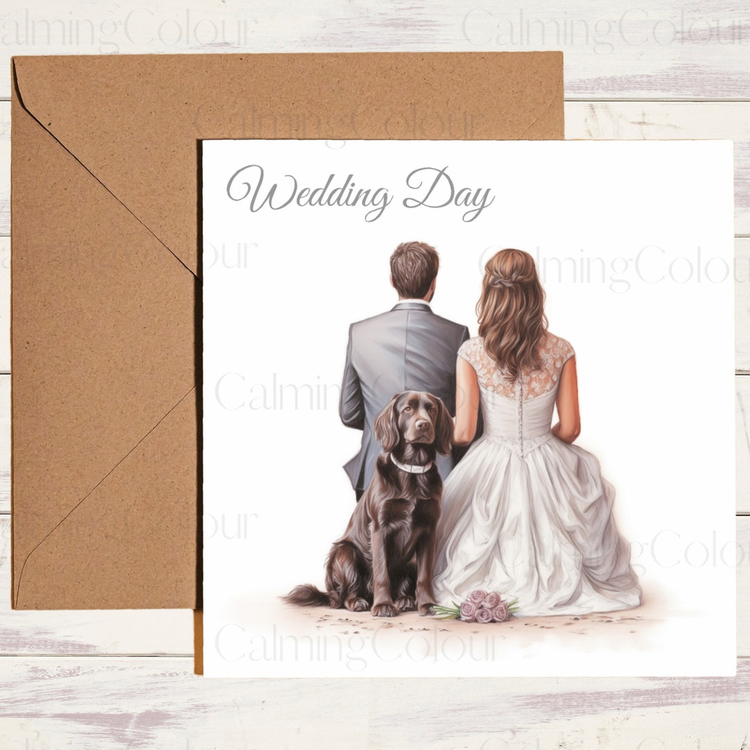 Sprocker Spaniel Wedding Card Dog Wedding Card Single Card Blank on the ...