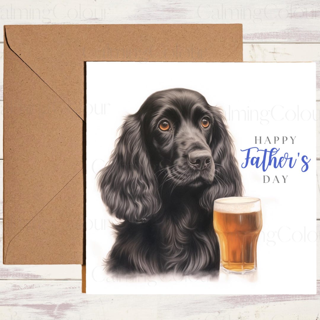 Black Cocker Spaniel Father's Day Card | Greeting Card for Dad | With ...