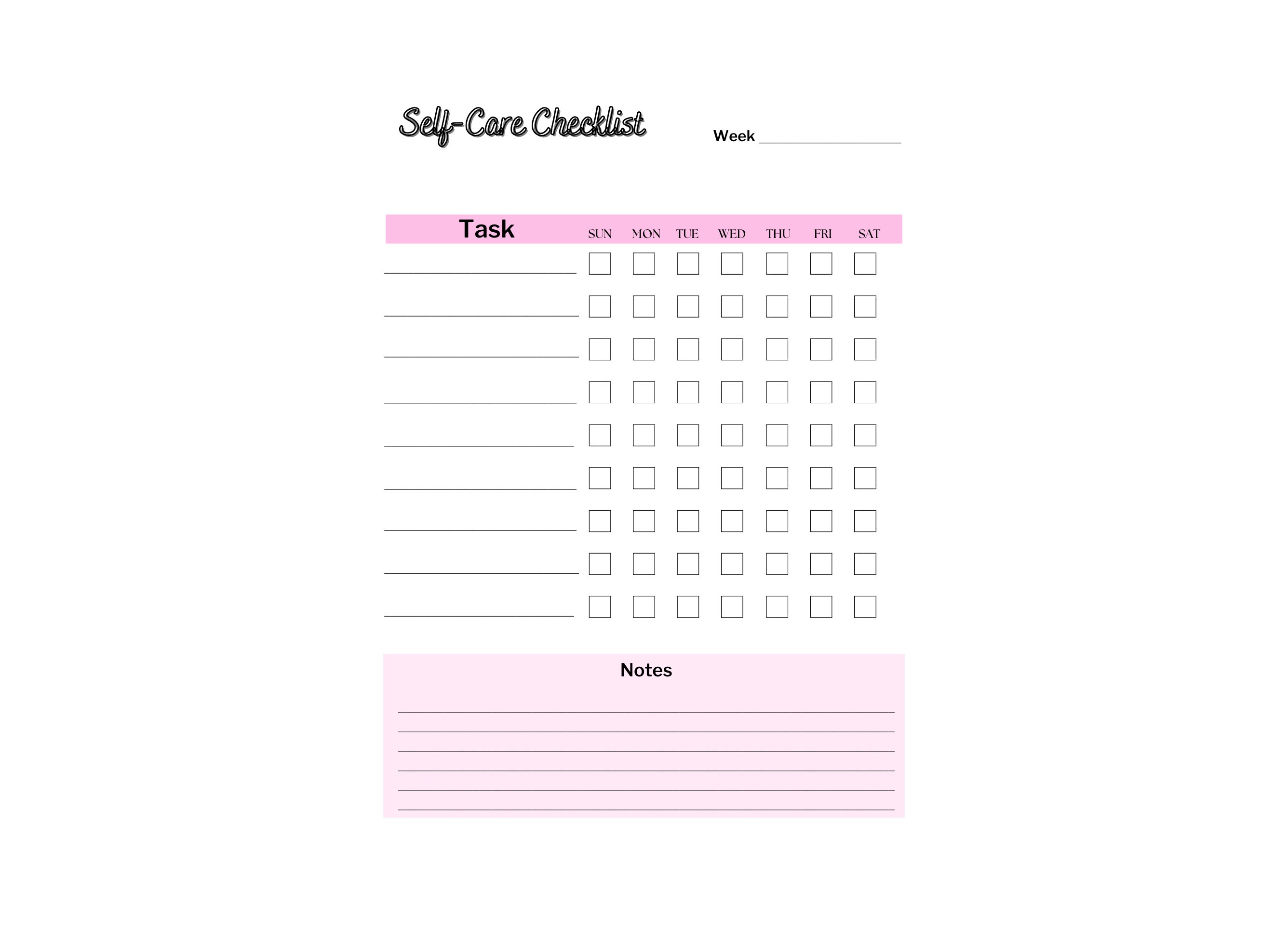 Self-care Checklist Self-care Planner Digital & Printable Template ...