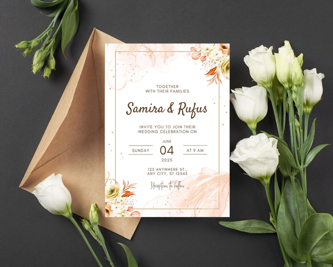 Printable Wedding Card Editable Wedding Card Greeting Card Digital ...