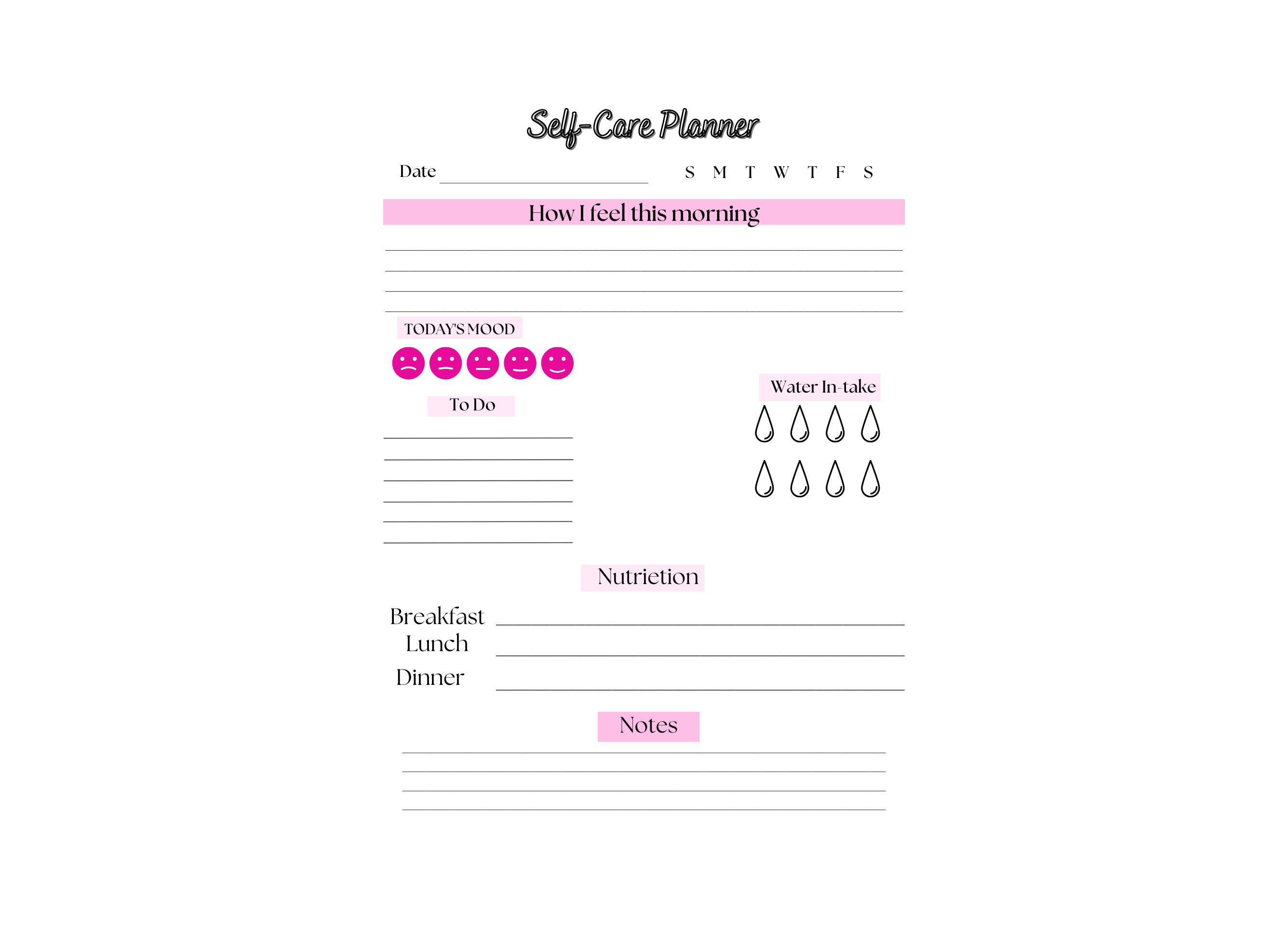 Self-care Checklist | Self-care Planner | Digital & Printable Template ...