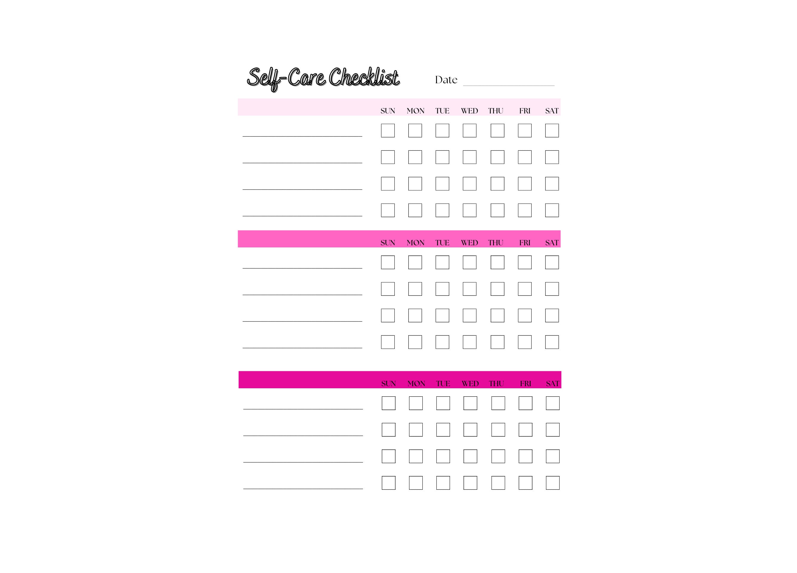 Self-care Checklist | Self-care Planner | Digital & Printable Template ...