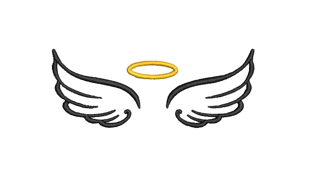 Wings With Halo Digital Embroidery File Multiple Sizes and Formats - Etsy