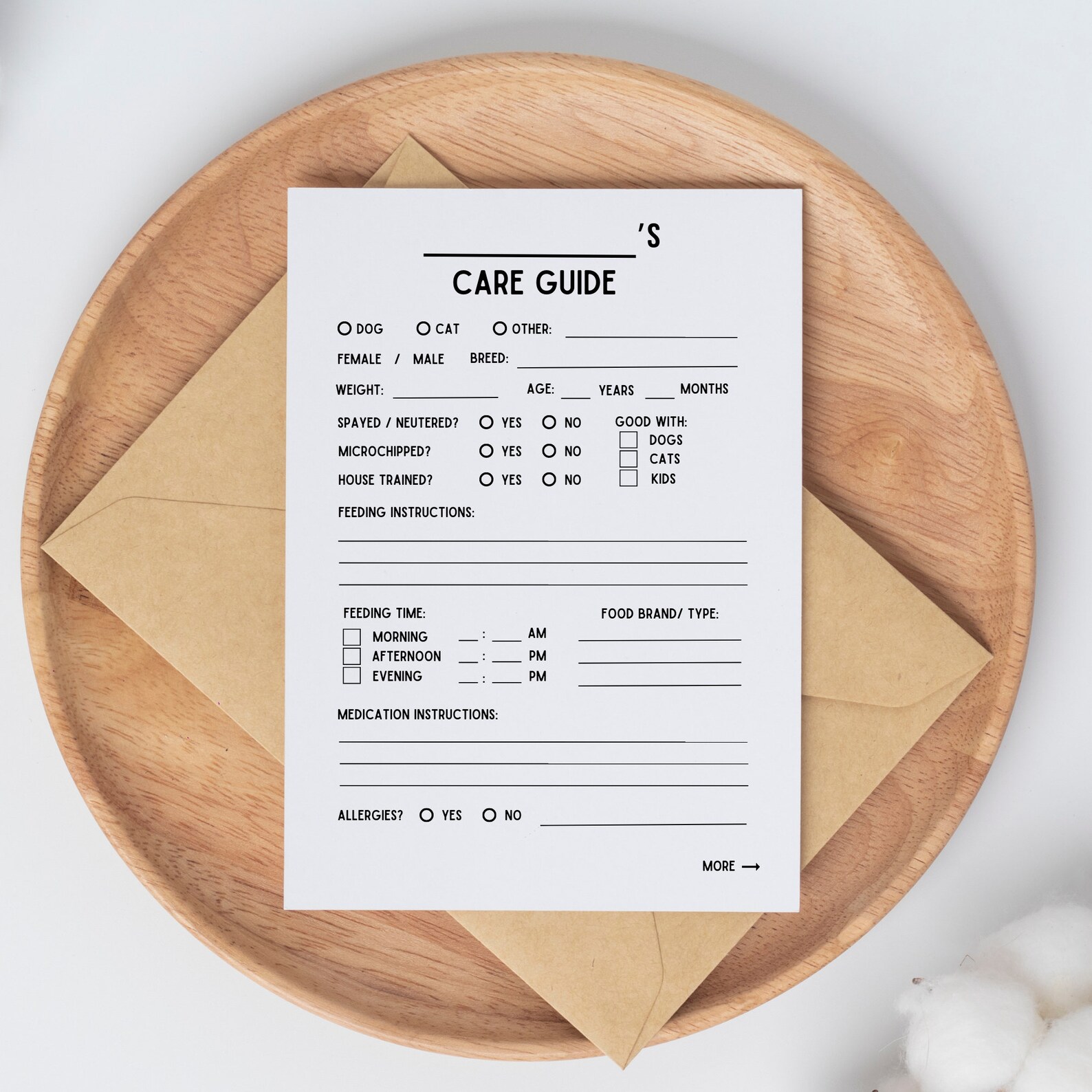 Printable Pet Sitter Instructions | Dog & Cat Care Guide (digital ...