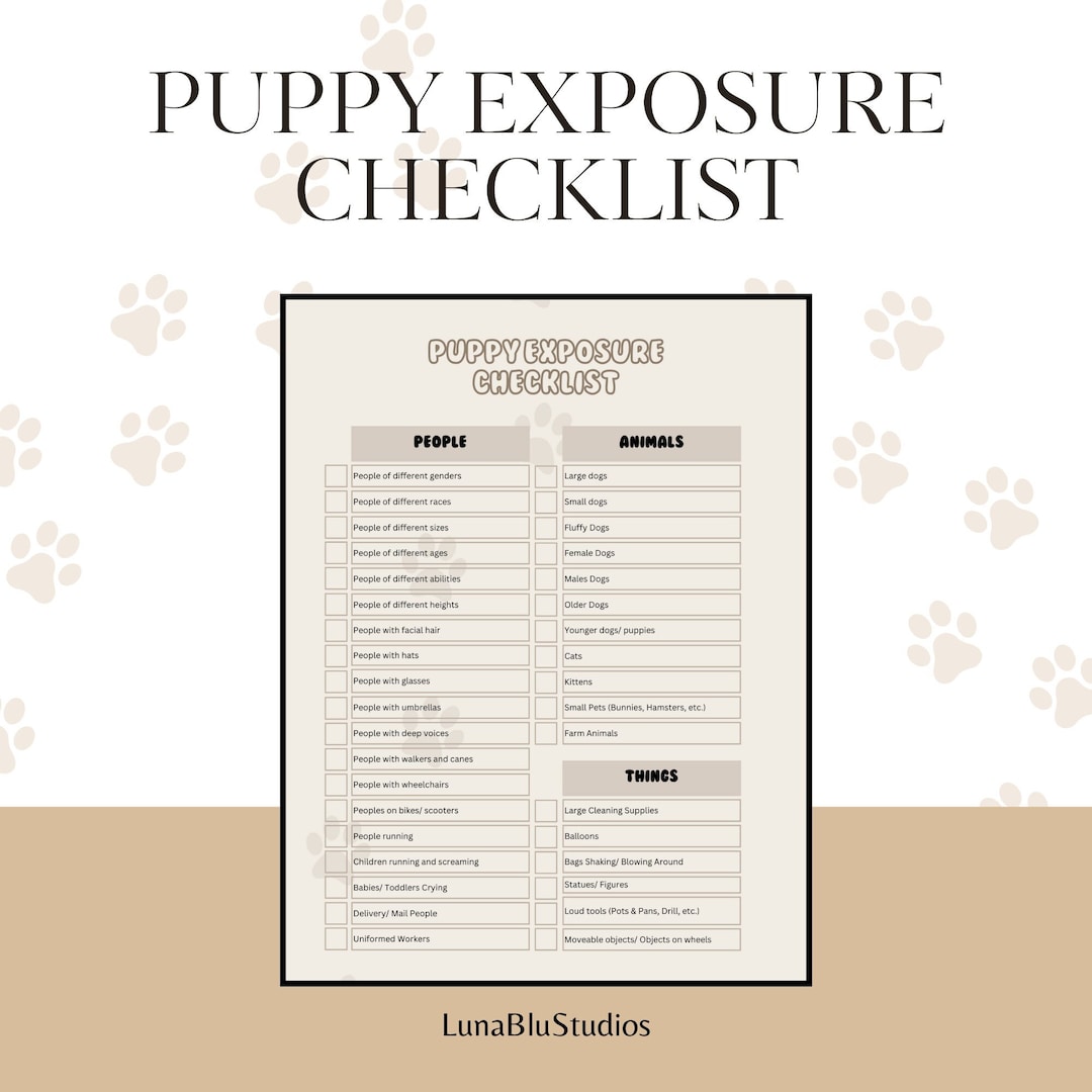 New Puppy Exposure Checklist | Puppy Socialization Checklist ...