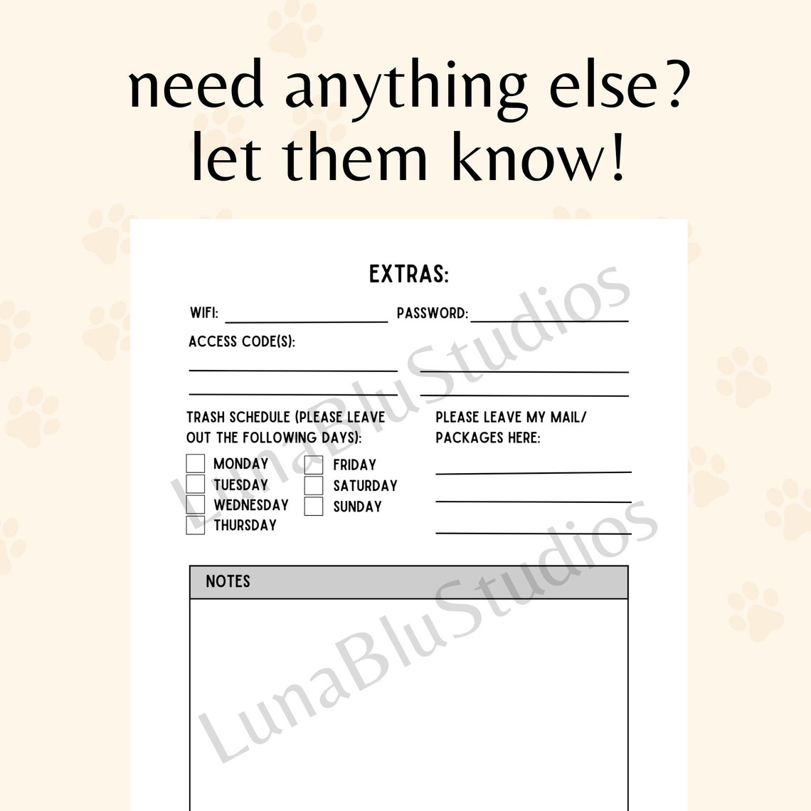 Printable Pet Sitter Instructions | Dog & Cat Care Guide (digital ...