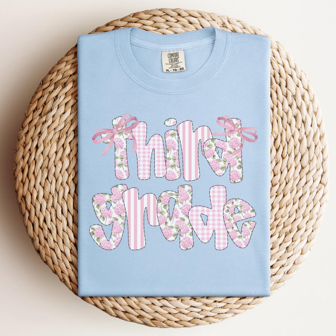 3rd Grade Flower Coquette Bow Shirt, Floral Letters Third Grade Girl ...