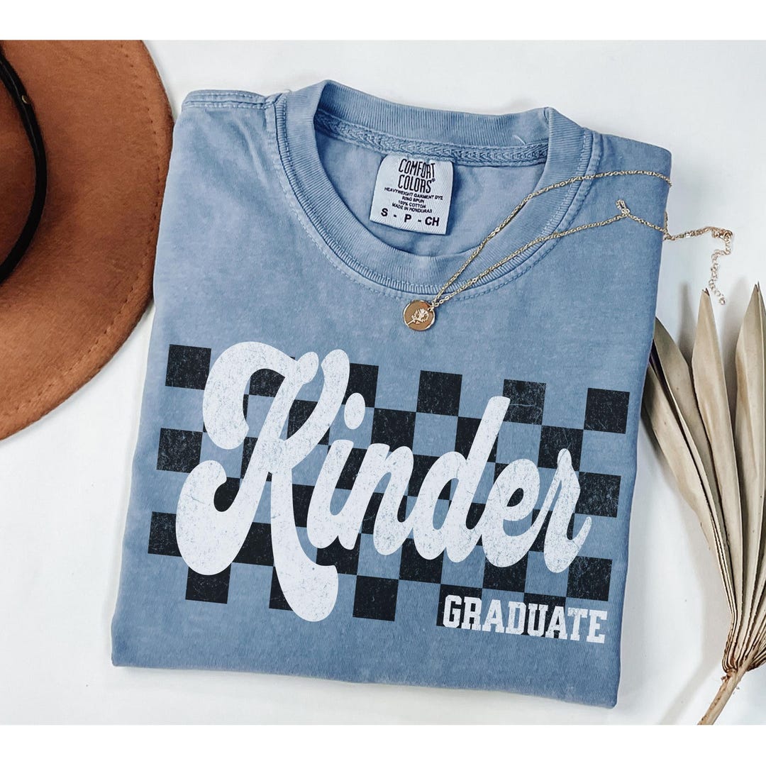 Kinder Graduate Checkers Shirt, Custom Kindergarten Grad Tee, Boy Girl ...