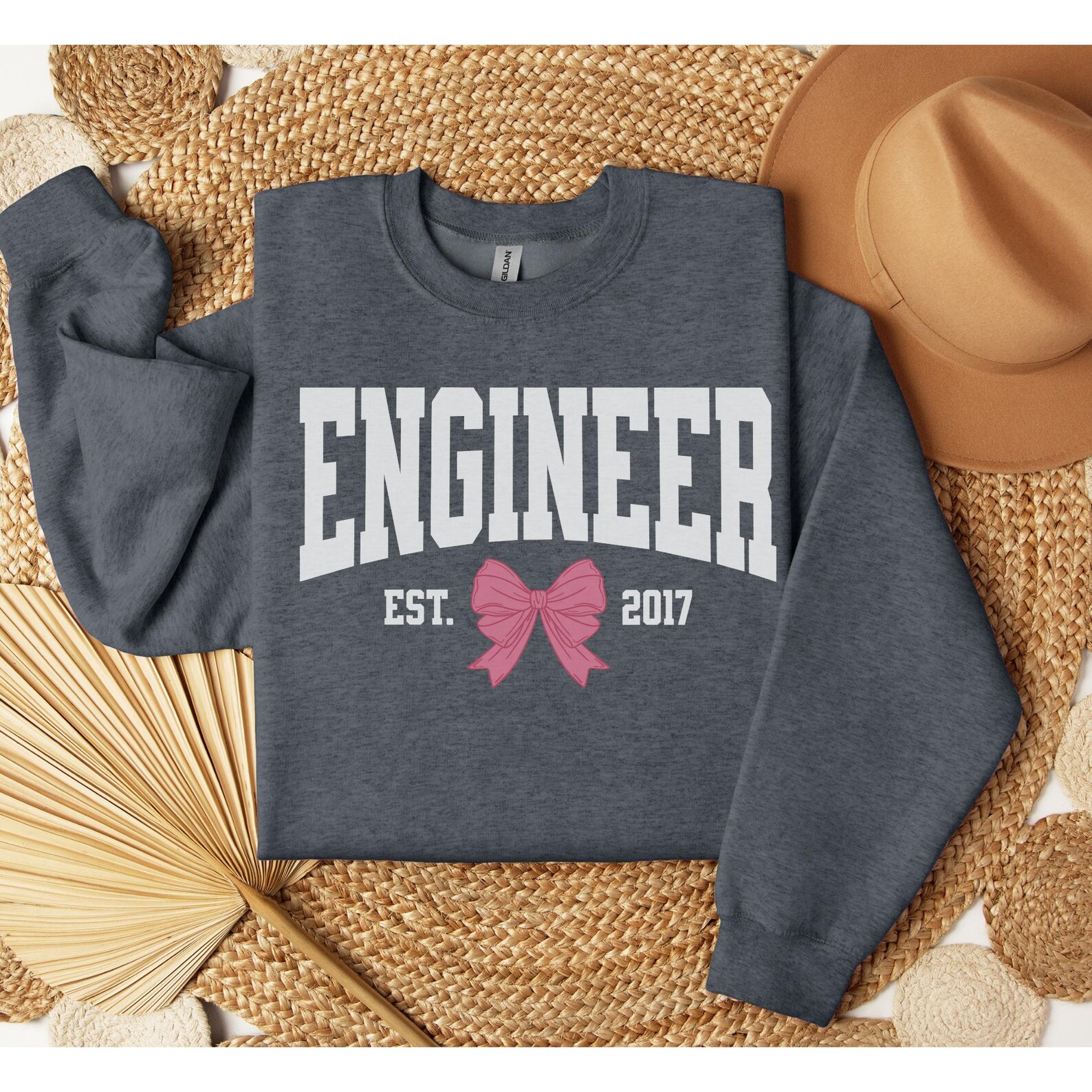 Personalized Engineer Coquette Bow Sweatshirt, Est. Date Engineering ...