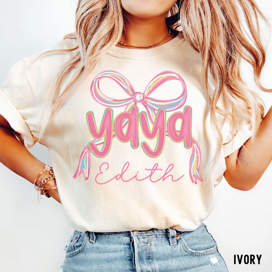 Yaya Shirt, Yaya Coquette Bow Personalized Name T-shirt, Yaya Tee - Etsy