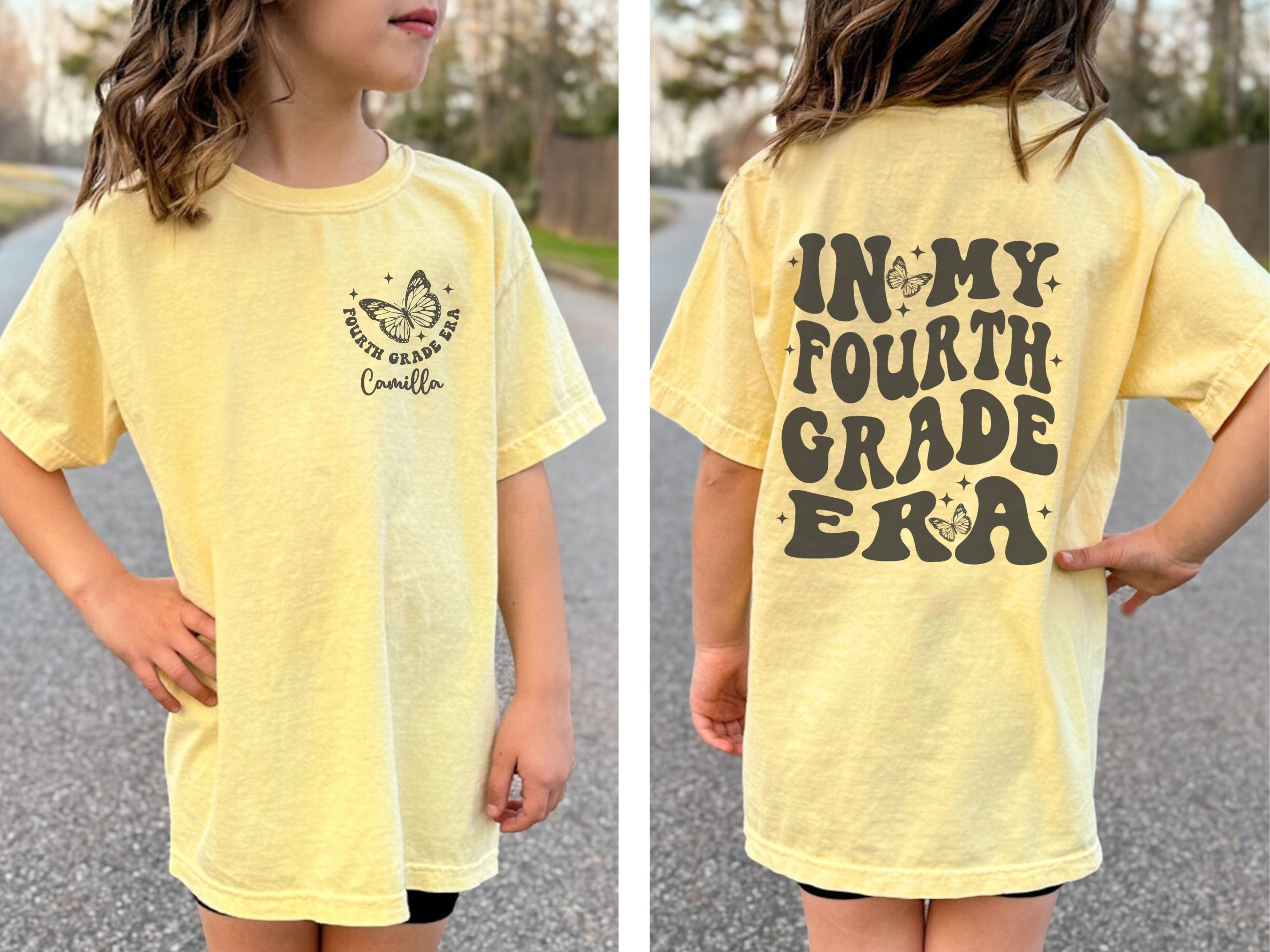 Custom in My 4th Grade Era Shirt, Personalized Fourth Grader Tee, Back ...
