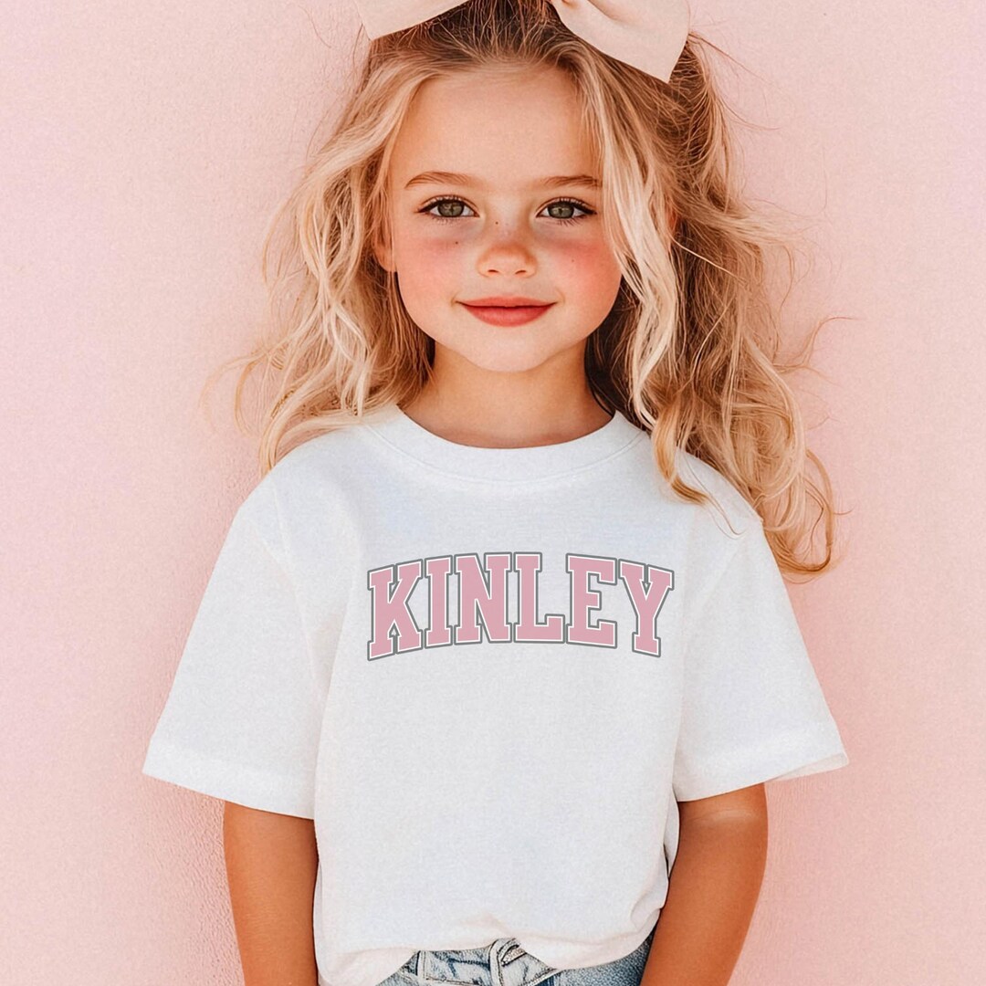 Girls Custom Name Shirt, Personalized Name Shirt for Toddler, Kids Pink ...