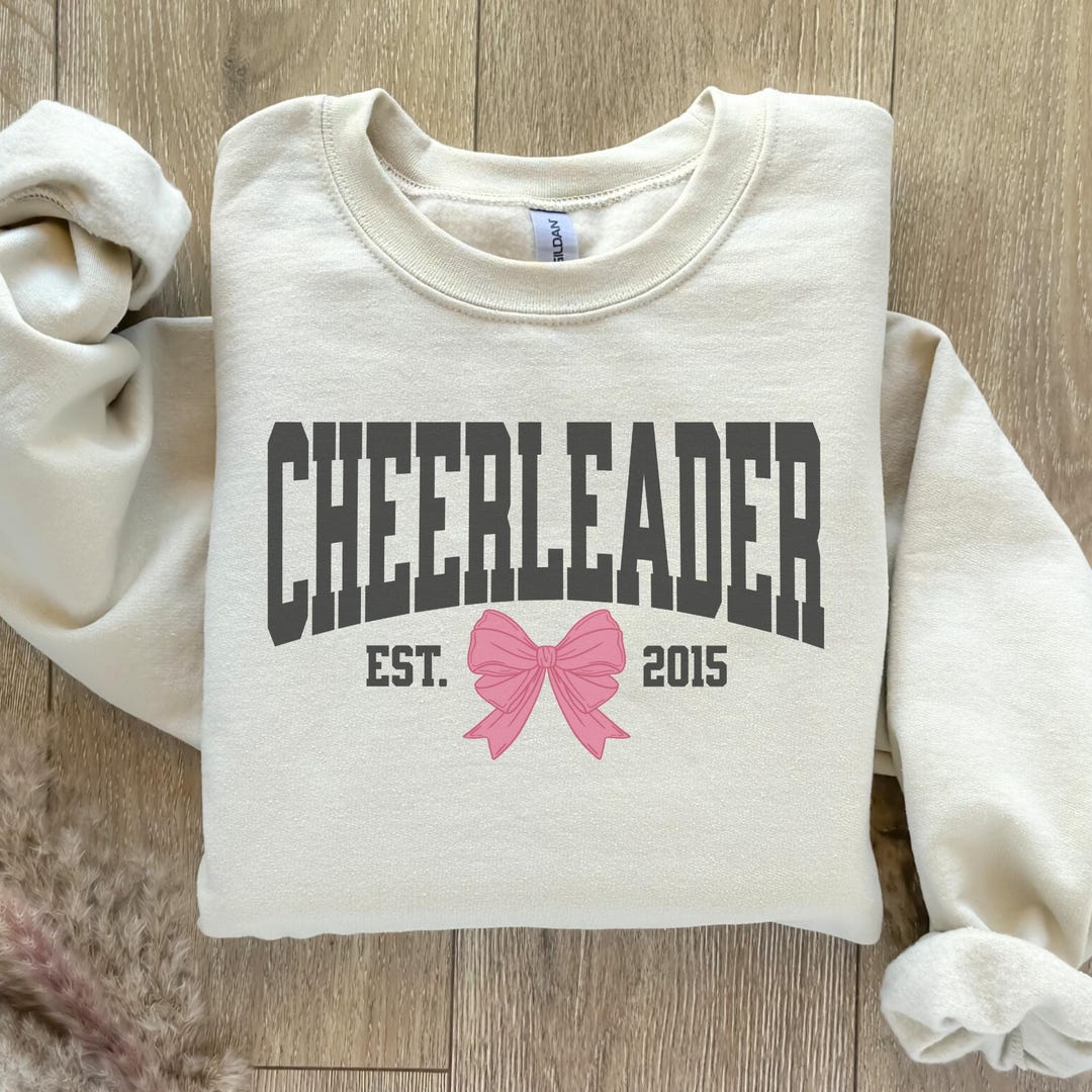 Custom Coquette Bow Cheerleader Sweatshirt, Personalized Girls Cheer ...