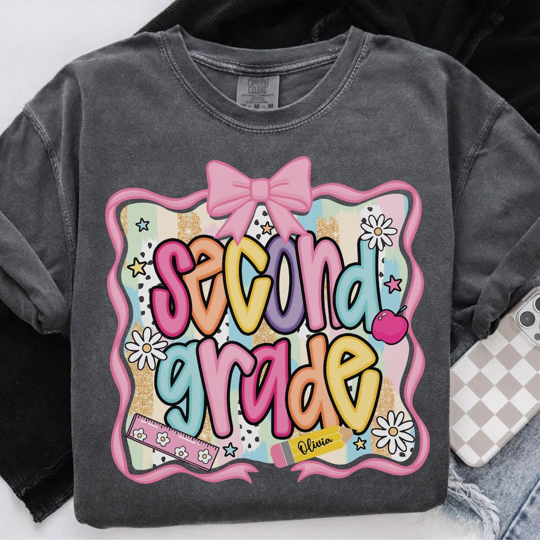 Preppy 2nd Grade Shirt Back to School Shirt, Personalized Hello Second ...