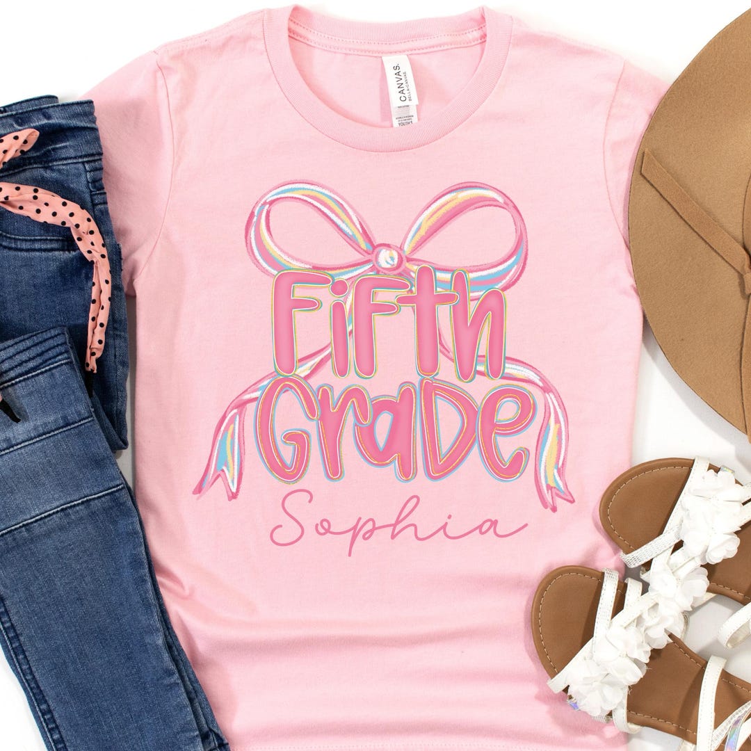 Custom Girl First Day of School 5th Grade Shirt, Personalized Name ...