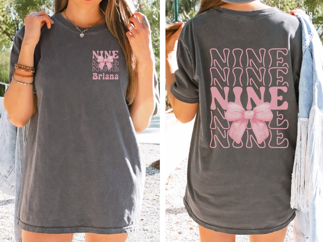 Custom Ninth Birthday Shirt, Coquette Bow, 9th Birthday Shirt ...