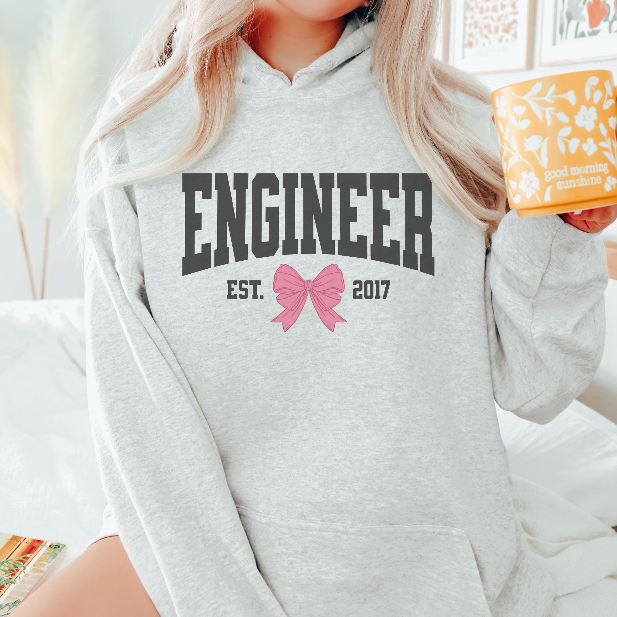 Personalized Engineer Coquette Bow Sweatshirt, Est. Date Engineering ...
