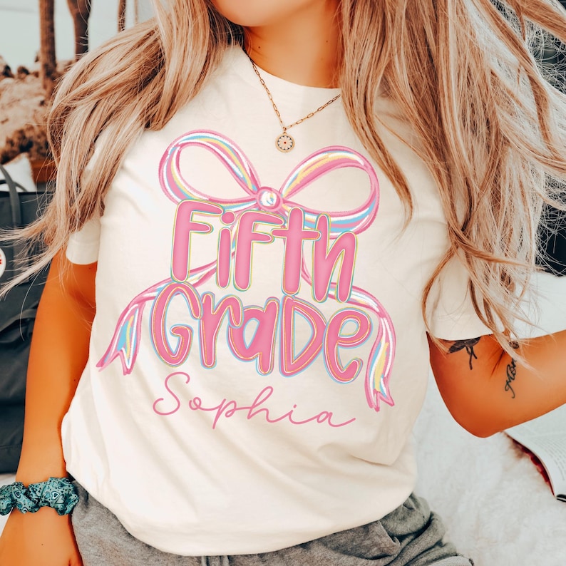 Custom Girl First Day of School 5th Grade Shirt, Personalized Name ...