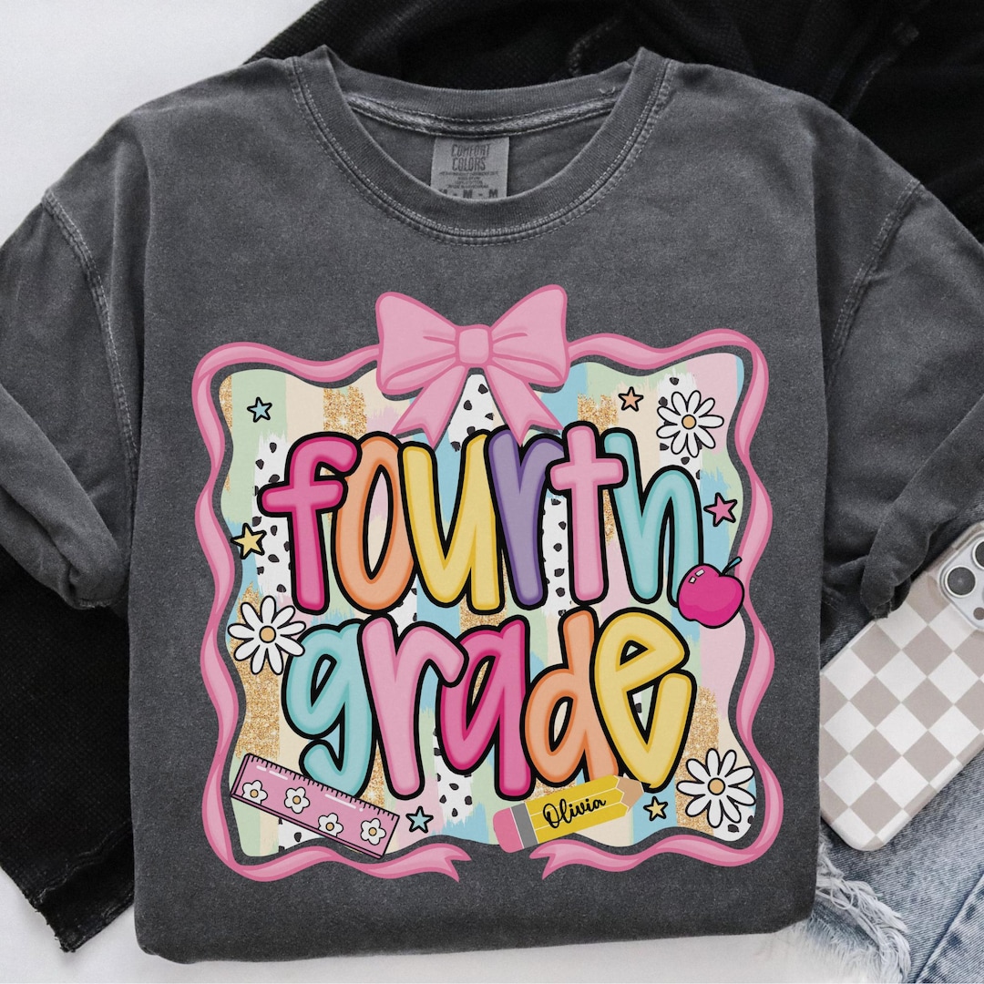 Preppy 4th Grade Shirt Back to School Shirt, Personalized Hello Fourth ...