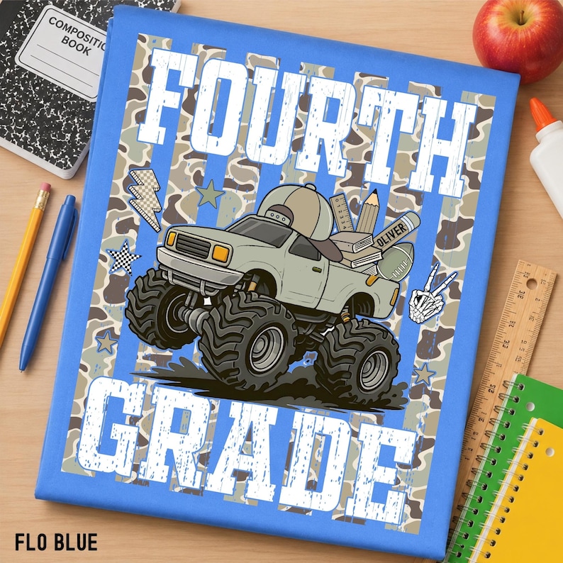 Fourth Grade Boy Back to School Striped Camo Shirt, Personalized First ...