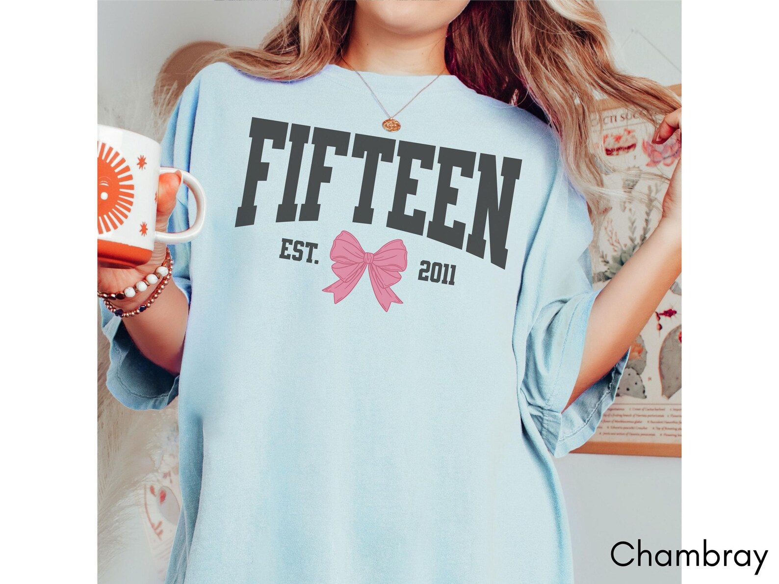 Coquette Bow Fifteenth Birthday Shirt, University Style Girls Birthday ...