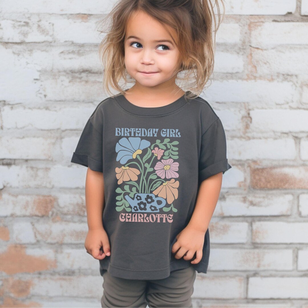 Birthday Girl Flower Shirt, Personalized Name Spring Wildflower ...