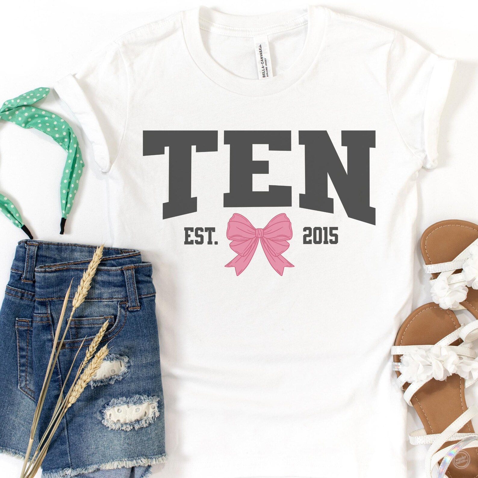 Coquette Bow Tenth Birthday Shirt, University Style Girls Birthday ...