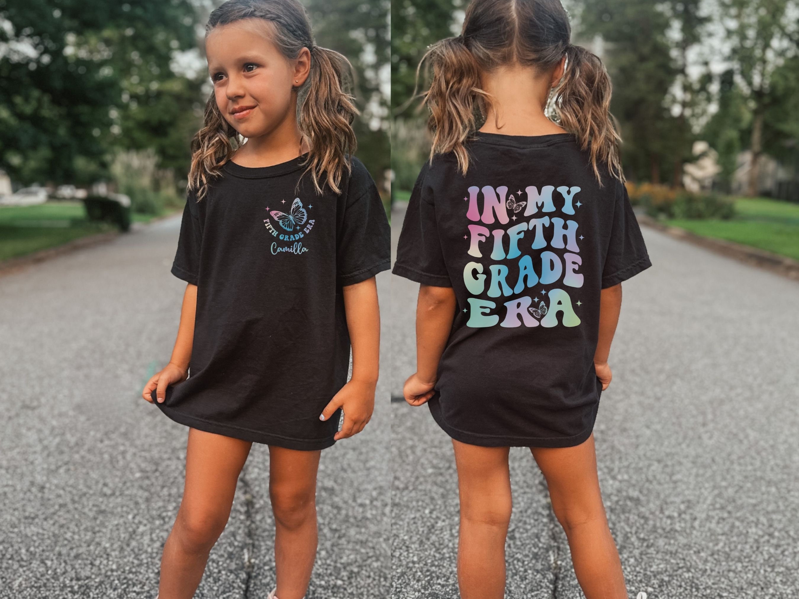 Custom in My 5th Grade Era Shirt, Personalized Fifth Grader Tee, Back ...