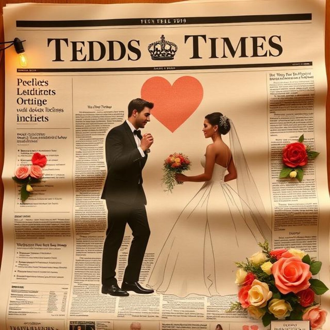 Personalized Wedding Newspaper Template – Printable Program & Love ...