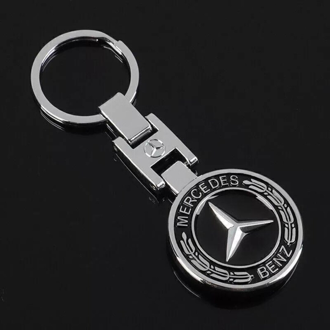 1 Piece Premium Metal Black/blue High Quality Mercedes Keyring Mercedes ...