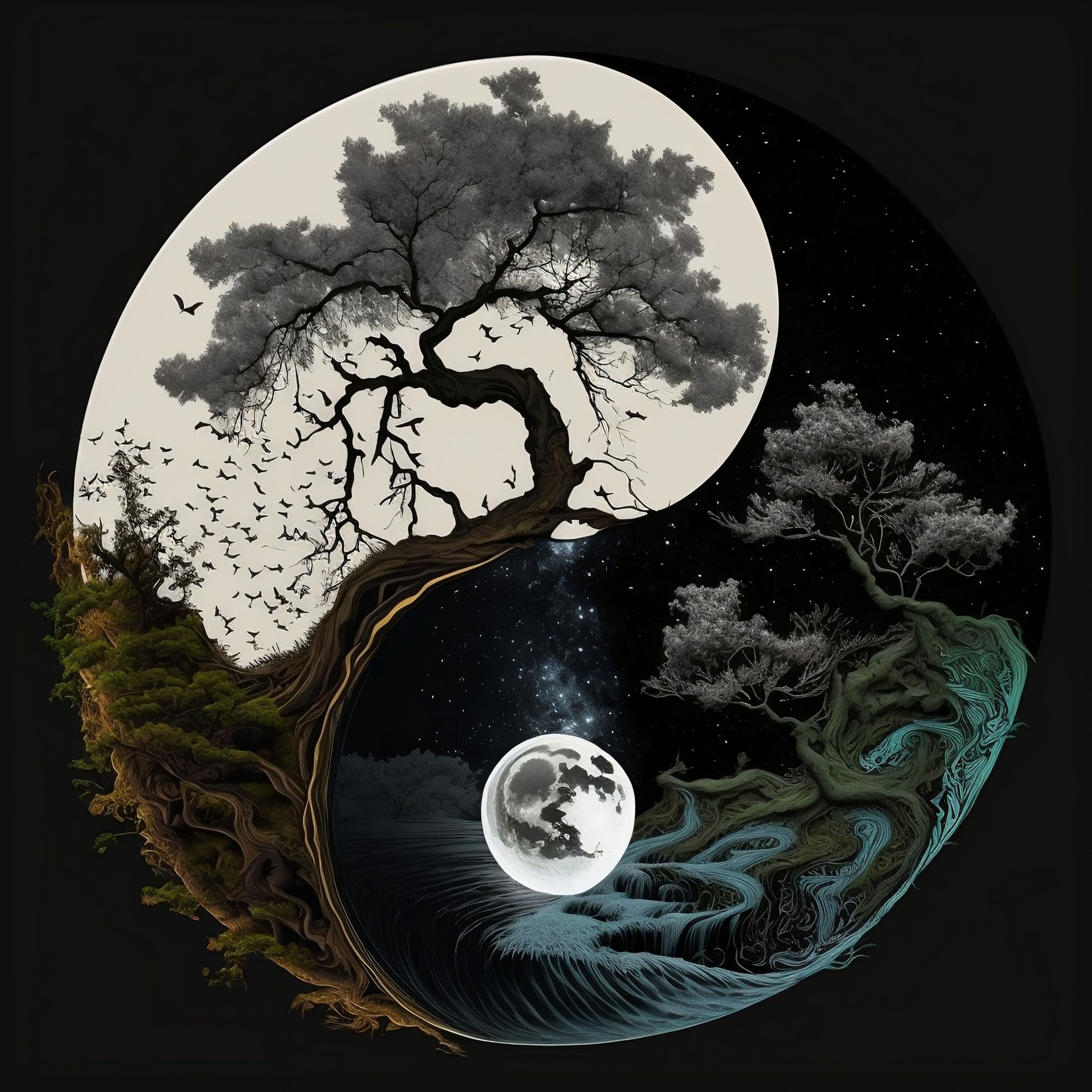 Downloadable Digital Art, Printable Wall Decor, Yin Yang Peaceful ...